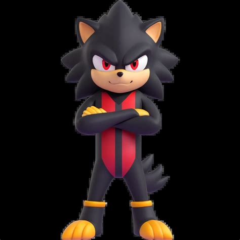 Shadow The Hedgehog Standing With Arms Crossed Red Stripes Black Fur
