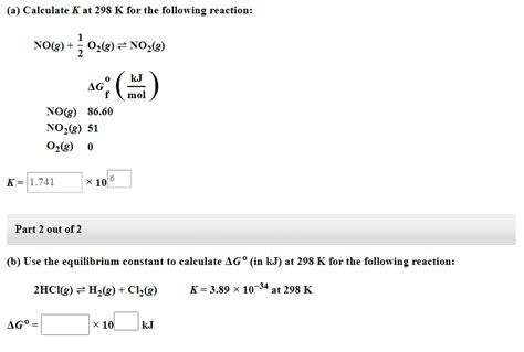 answered a calculate k at 298 k for the… bartleby