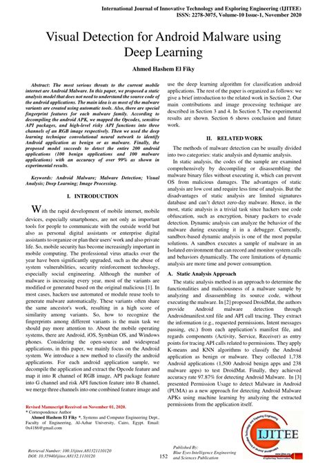 Pdf Visual Detection For Android Malware Using Deep Learning