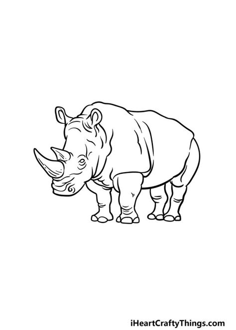 Rhino Drawing How To Draw A Rhino Step By Step