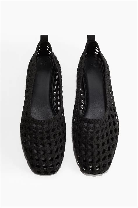 Geflochtene Ballerinas Schwarz Ladies Handm De