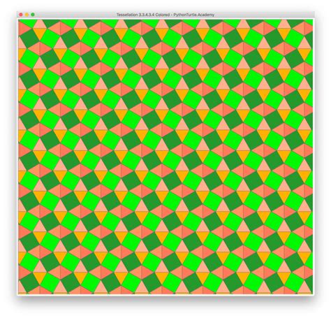 Colored Semi Regular Tessellation 33434 With Python Turtle Python