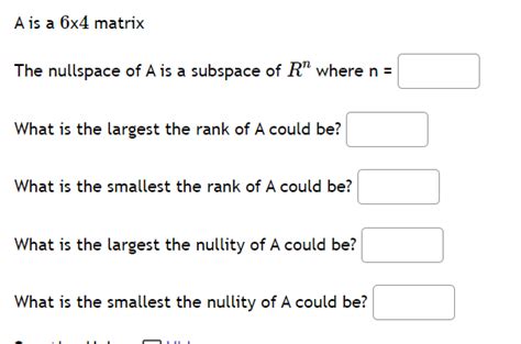 Solved A Is A Matrix The Nullspace Of A Is A Subspace Of Chegg Com