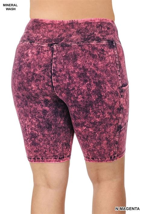Zenana Plus Mineral Wash Wide Waistband Pocket Leggings Themogan