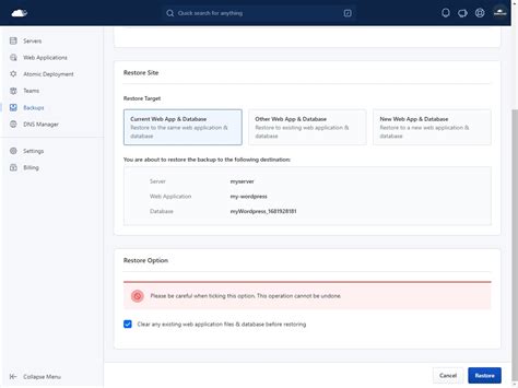 How To Restore A Backup Runcloud Docs