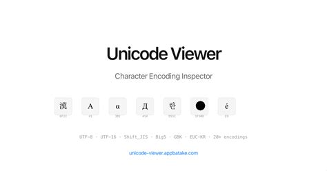 Unicode Viewer — Character Encoding Inspector