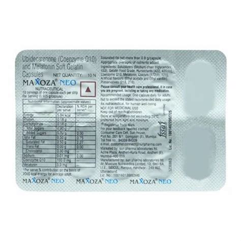 Maxoza Neo Capsule Pack Size 110 Tablets At Rs 900box In Nagpur