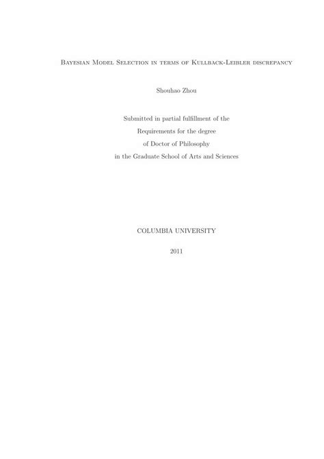 Pdf Bayesian Model Selection In Terms Of Kullback Leibler Dokumentips