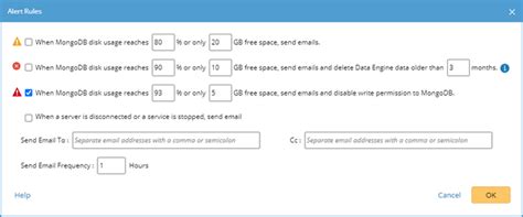 Customizing Mongodb Disk Alert Rules