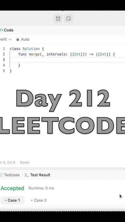 Day 212 Leetcode Problem 56 Swift Daily Challenge Swiftui