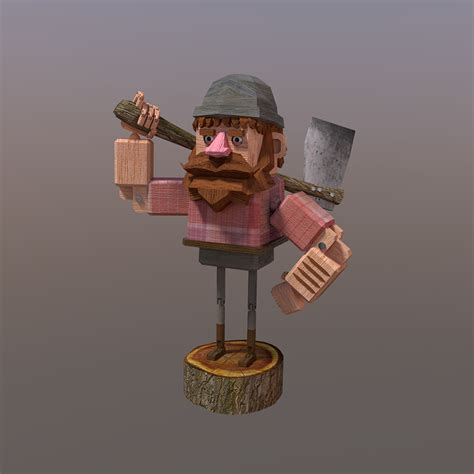 Wooden Low Poly Lumberjack On Behance