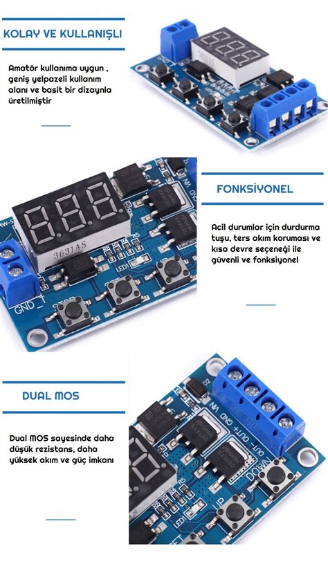 Dc 12V 24V Dual Mos Led Geciktirmeli Zaman Ayarlı Röle Modülü Fiyatları ve Özellikleri