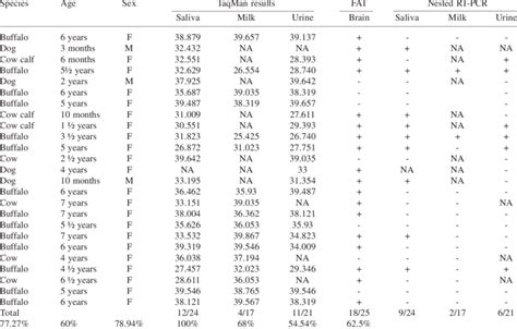 Details Of The Results Obtained With Nested Rt Pcr And Taqman Real Time Pcr Download Table