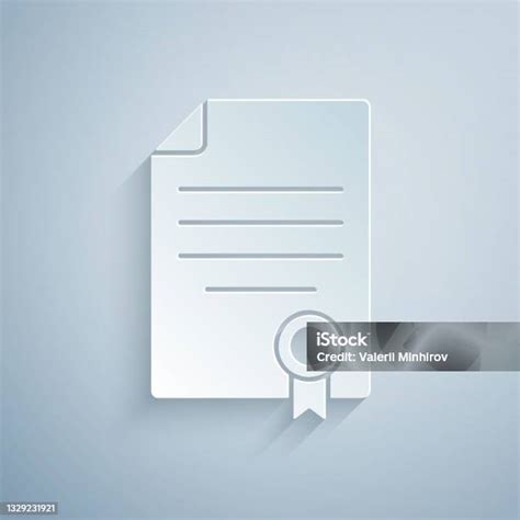 회색 배경에 격리 된 종이 컷 하우스 계약 아이콘 계약 생성 서비스 문서 형성 응용 프로그램 양식 구성 종이 아트 스타일 벡터 3차원 형태에 대한 스톡 벡터 아트 및 기타