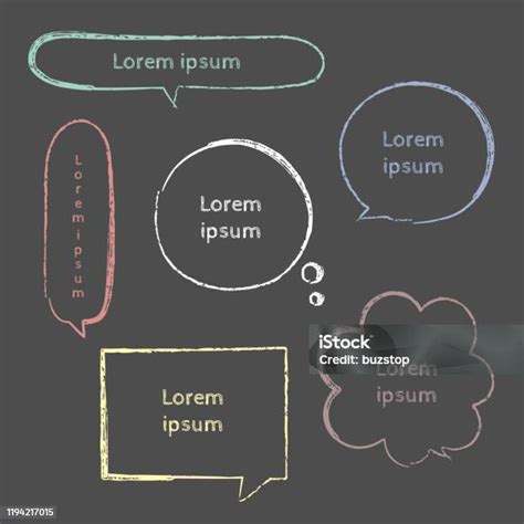 손 그리기 라인 프레임 테두리 화려한 파스텔 컬러 크레용 연설 풍선 풍선 생각 말하기 이야기 텍스트 상자 배너의 컬렉션 세트 0명에 대한 스톡 벡터 아트 및 기타 이미지
