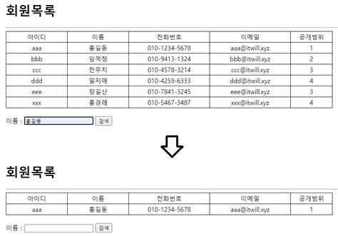 Mybatis 7 4 Interface 매퍼만 사용하여 웹프로그램 작성회원목록 검색
