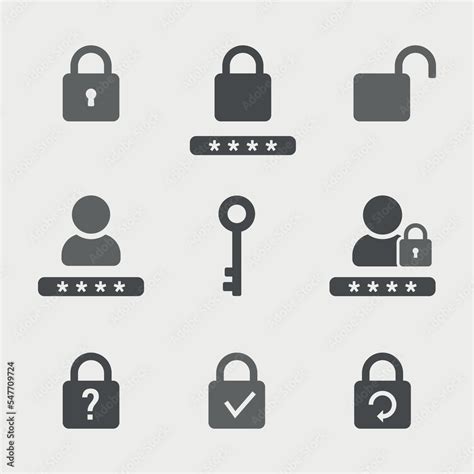 Password Icon Set Account Protection Security Key Danger Warning Wrong Password Design