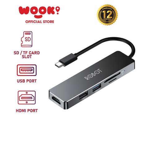 ROBOT HT240S USB C Hub Converter 5 In 1 Type To 3 0 HDMI High Speed 4K Adapter Card Reader