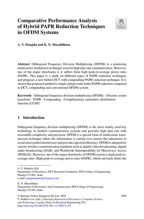 Pdf Comparative Performance Analysis Of Hybrid Papr Reduction Techniques In Ofdm Systems