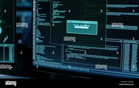 Display Showing Stages Of Hacking In Progress Exploiting Vulnerability Executing And Granted