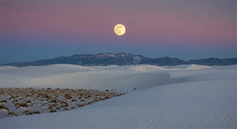 Full Moon Over White Sands National Park Stock Illustration