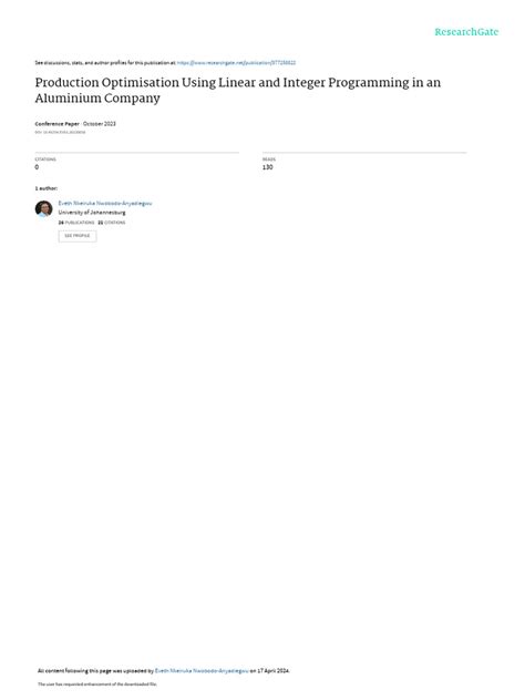 Linearand Integer Programmingfor Production Optimisationinan Aluminum Company Pdf Linear