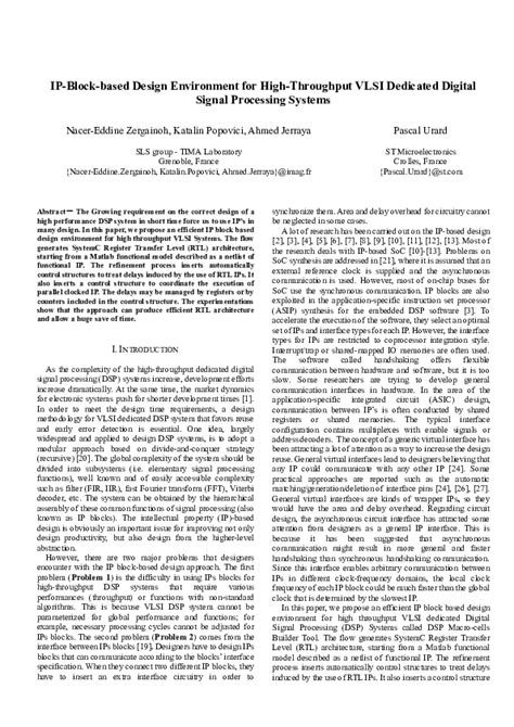Pdf Ip Block Based Design Environment For High Throughput Vlsi Dedicated Digital Signal