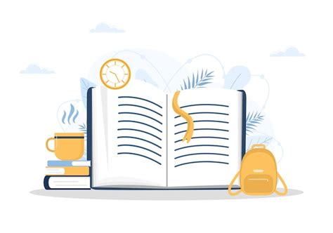 책 공개 시험 학습 및 읽기 개념입니다 프리미엄 벡터