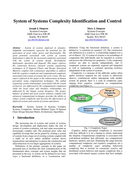 Pdf System Of Systems Complexity Identification And Control