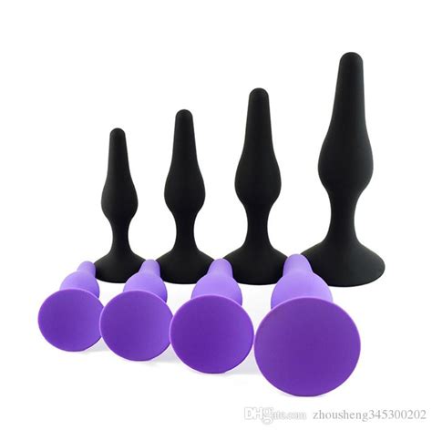 Silicone Butt Plugs Set Mini Dildos For Beginners Purple And Black Anal