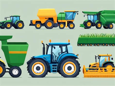 Premium Vector Vector Set Of Agricultural Vehicles And Farm Machines