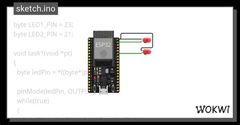 02 多任务参数传递 Wokwi ESP32 STM32 Arduino Simulator