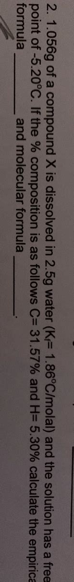 Answered 2 1056g Of A Compound X Is Dissolved Bartleby