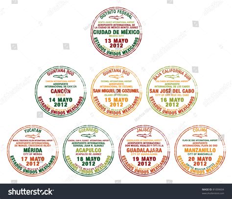 Mexican Passport Stamps Vector Format Stock Vector Royalty Free
