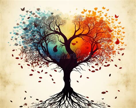 Tree With Root Over A Heart Shape Stock Illustration Illustration Of Surreal Shape 293049867