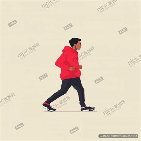Ai创作图人物侧面行走 扁平插画跑步 手绘跑步青年 跑步运动男子 手绘奔跑的少年 卡通跑步男生 跑步的人背影 走路人物素材 绘本运动跑步插画