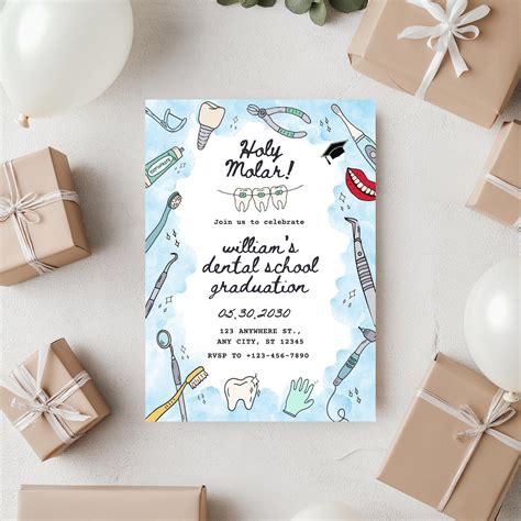 Dental School Graduation Invitation Template Editable Canva Invite