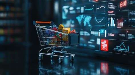 Shopping Cart With Data Visualization Premium Ai Generated Image