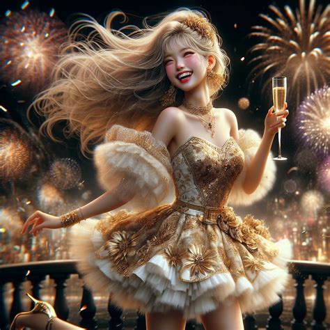 A Beautiful Japanese Woman With Long Blonde Hair Wearing A Short Flirty