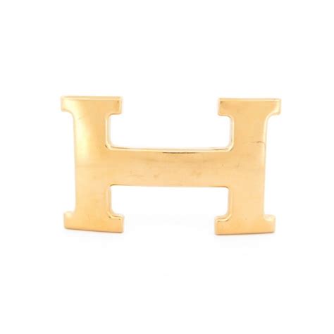 Boucle De Ceinture Hermes H En Metal Dore Poli 32mm
