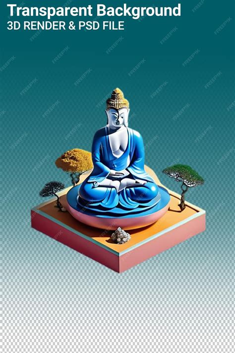 Premium Psd A Statue Of A God Sits On A Pedestal With A Tree In The
