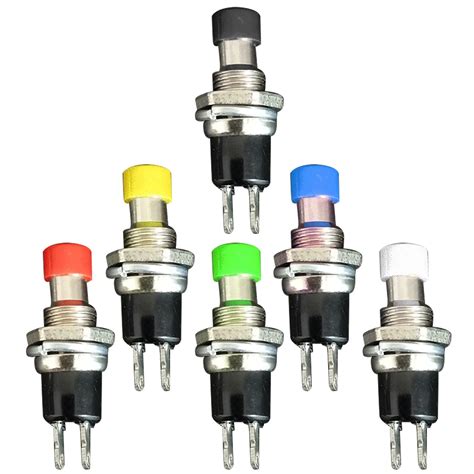 Pcs Mini Micro DIY Mm Thread Pins Momentary Push Button Switch Red Black White Blue Yellow