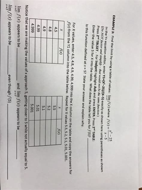 Solved Find The Limit By Using A Table Of Values Limx