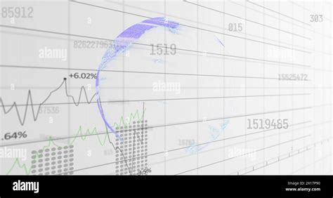 Image Of Red Circle With Financial Data Processing Over White