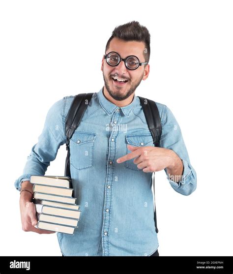 Babe Nerd Studying Books For An Exam Stock Photo Alamy