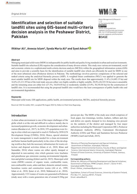 Pdf Identification And Selection Of Suitable Landfill Sites Using Gis Based Multi Criteria