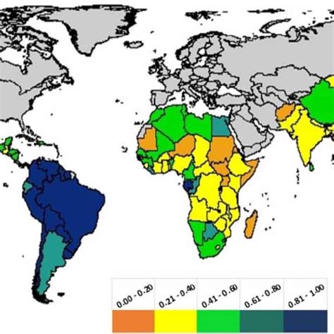 Spatial Distribution Of The Wsi Scores At The National Level