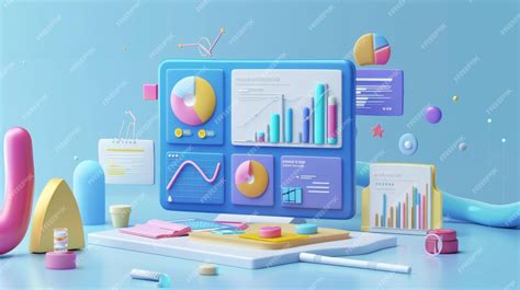 premium photo colorful 3d data analytics dashboard concept