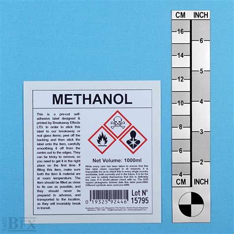 Cl02 Methanol Chemical Bottle Label Breakaway Effects