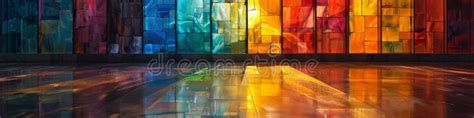 A Beautiful Array Of Colors Shines Through A Stained Glass Window Stock
